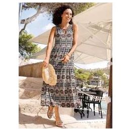 Sommerkleid Inspirationen "Jersey-Kleid", Damen, Gr. 50, Normalgr&ouml;&szlig;en, schwarz, cognac, bedruckt, Jersey, 95% Viskose, 5% Elasthan, bedruckt, ethno, gemustert, mehrfarbig, wadenlang, Rundhals, Kleider Sommerkleid