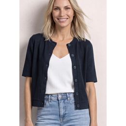Cardigan Street One, Damen, Gr. 34, shadowed navy, Stoff, 50% Viskose, 47% Polyester, 3% Elasthan, unifarben, comfort fit normal, Rundhals, Rippb&uuml;ndchen, Strickjacken, mit durchgehender Knopfleiste vorn