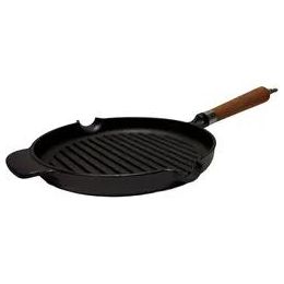 Grillpfanne RONNEBY BRUK "Maestro, Pfanne, &Oslash; 25 cm, mit Holzgriff", schwarz, mit eichenholzgriff, B:25cm H:7,5cm L:51cm, Pfannen