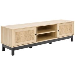 Mid.you Lowboard, Natur, Schwarz, Holz, Papier, Holzwerkstoff, Kiefer, 3 F&auml;cher, 160x45x39 cm, Fsc, Holzm&ouml;bel, Kleinm&ouml;bel Holz, Holzkommoden, Lowboards Holz