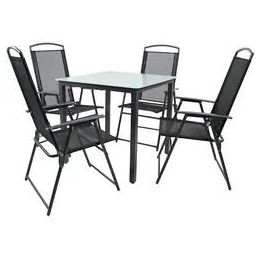Garten-Essgruppe Vcm "5-tlg Sitzgruppe Gartenm&ouml;bel Tisch St&uuml;hle Set 80M", schwarz, B:80cm T:80cm, Obermaterial: 100% Metall MT., Sitzm&ouml;bel-Sets