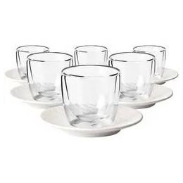 Villeroy & Boch Thermoglas VILLEROY & BOCH "Espressogl&auml;ser mit Untertassen Manufacture Rock 60 ml 6er Set wei&szlig;", wei&szlig;, Trinkgef&auml;&szlig;e