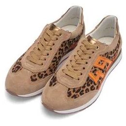 Sneaker Ara "PORTOFINO", Damen, Gr. 41, beige, leo, Glattleder, Microfaser, Veloursleder, Schuhe Sneaker, Freizeitschuh, Halbschuh, Schn&uuml;rschuh in Bequemweite G 1/2 (= weit)
