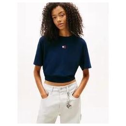 Tommy Hilfiger Kurzarmshirt TOMMY JEANS "TJW BXY BADGE TEE EXT", Damen, Gr. XL (42), schwarz night navy, Single Jersey, Obermaterial: 100% Baumwolle, gerade h&uuml;ftlang, Rundhals, abgesteppte Kante, Shirts, im Boxy Fit