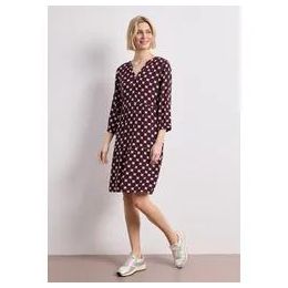 Midikleid Street One, Damen, Gr. 36, EURO-Gr&ouml;&szlig;en, rustic rouge, Stoff, 100% Viskose, gepunktet, comfort fit knielang, Rundhals, B&uuml;ndchen, Kleider Midikleid, knielang