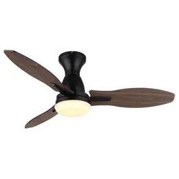 Globo LIGHTING Deckenleuchte "GALE", schwarz matt, 1, &Oslash; 107cm H: 32,5cm, 1 Stk., Leuchten, Deckenventilator schwarz/Holzoptik, LED 22W, dimmbar, Fernbedienung, Deckenleuchte