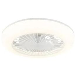 Globo LIGHTING Deckenleuchte "FERRELL", wei&szlig; matt, 1, &Oslash; 45cm H: 14cm, 1 Stk., Leuchten, Deckenventilator mit LED, dimmbar, smart & energiesparend, Deckenleuchte