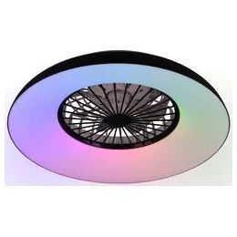 Trio REALITY LEUCHTEN LED Deckenleuchte "SVAERHOLT mit Ventilator, gro&szlig;er Deckenventilator &Oslash; 60cm mit RGB Licht", schwarz, 1, &Oslash; 60cm H: 19,5cm, 1 Stk., Leuchten, 5-Stufen Ventilator Fernbedienung RGB Farbwechsel 4500 Lumen CCT, LED Deckenleuchte