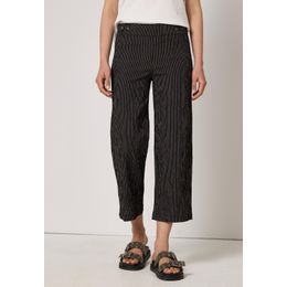 Culotte STREET ONE STUDIO, Damen, Gr. 32, L&auml;nge 26, schwarz, Web, Obermaterial: 57% Baumwolle, 42% Polyester, 1% Elasthan, gestreift, loose fit 7/8-L&auml;nge, Hosen Culotte, aus Seersucker-Material