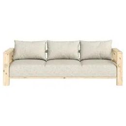 Sofa KARUP DESIGN "Bare Sofa, Schlafsofa mit Boxspring, 3-Sitzer, Couch, Bettfunktion", raw, soft chalk, B:225cm H:82cm T:94cm, Bezug: 100% Polyester. Kissenf&uuml;lling: Schaumstoffgranulat, Sofas, Boxspring-Matratze mit Sprungfedern, 3 R&uuml;ckenkissen, Made in Europe