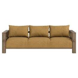 Sofa KARUP DESIGN "Bare Sofa, Schlafsofa mit Boxspring, 3-Sitzer, Couch, Bettfunktion", carob braun, golden ochre, B:225cm H:82cm T:94cm, Bezug: 100% Polyester. Kissenf&uuml;lling: Schaumstoffgranulat, Sofas, Boxspring-Matratze mit Sprungfedern, 3 R&uuml;ckenkissen, Made in Europe