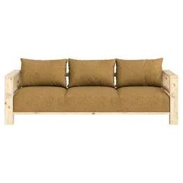 Sofa KARUP DESIGN "Bare Sofa, Schlafsofa mit Boxspring, 3-Sitzer, Couch, Bettfunktion", raw, golden ochre, B:225cm H:82cm T:94cm, Bezug: 100% Polyester. Kissenf&uuml;lling: Schaumstoffgranulat, Sofas, Boxspring-Matratze mit Sprungfedern, 3 R&uuml;ckenkissen, Made in Europe