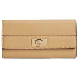 Geldb&ouml;rse Tommy Hilfiger "TH MODERN LARGE FLAP WALLET", Damen, beige, Lederimitat, Kleinlederwaren, Damen Portemonnaie, Geldbeute mit goldfarbenen Accessoires
