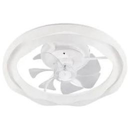 Trio REALITY LEUCHTEN LED Deckenleuchte "SKAULO mit Ventilator, Deckenventilator + Licht &Oslash; 50cm Fernbedienung", wei&szlig; matt, 1, &Oslash; 50cm H: 14cm, 1 Stk., Leuchten, 35W LED mit CCT Nachtlicht Memory Timer Fernbedienung dimmbar, LED Deckenleuchte