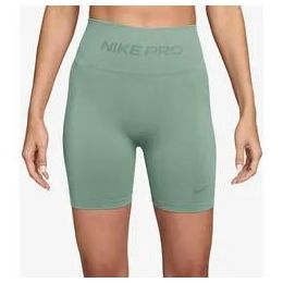 Trainingstights Nike "Nike Pro Seamless Women's Dri-FIT High-Waisted 5" Biker Shorts", Damen, Gr. L, N-Gr, steam, Obermaterial: 58% Nylon, 35% Polyester, 7% Elasthan, Hosen, nahtlos, hoher Bund, sportlicher Stil