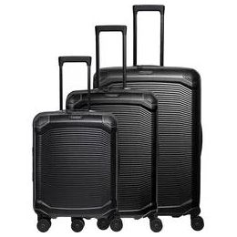 Trolleyset Travelite "MILLENNIUM 3-teilig Reisekoffer Hartschale", schwarz, Polycarbonat, Koffer-Sets, aus leichtem Polycarbonat mit stabiler Bauweise und Innenaufteilung