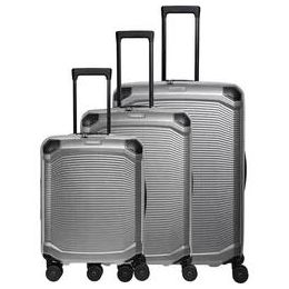 Trolleyset Travelite "MILLENNIUM 3-teilig Reisekoffer Hartschale", silber, Polycarbonat, Koffer-Sets, aus leichtem Polycarbonat mit stabiler Bauweise und Innenaufteilung