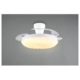 Trio REALITY LEUCHTEN LED Deckenleuchte "KIRUNA mit Ventilator, Deckenventilator mit ausklappbaren Fl&uuml;geln 30W", wei&szlig;, 1, &Oslash; 106cm H: 30,5cm, 1 Stk., Leuchten, &Oslash; 49-106 cm (aufgeklappt), 6 Stufen, LED 32W CCT dimmbar Timer Fernb., LED Deckenleuchte