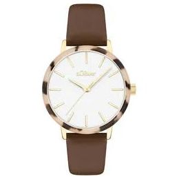 Quarzuhr s.Oliver "Acetate Circle", braun, Armbanduhren, Damen, Quarzuhr, Armbanduhr, Damenuhr, analog