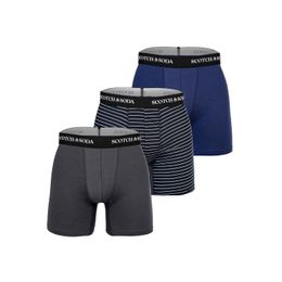 Scotch & Soda Boxershorts SCOTCH & SODA "Boxershort Solid Cotton Stretch 3er Pack", Herren, Gr. L, bunt (grau, blau), Obermaterial: 95% Baumwolle CO. 5% Elasthan EL., Unterhosen