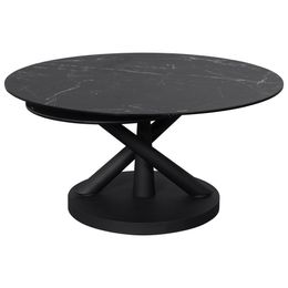 Dieter Knoll Collection Dieter Knoll Couchtisch, Schwarz, Metall, Glas, Keramik, rund, S&auml;ule, Bodenplatte, 88x43x88-150 cm, ausziehbar, Wohnzimmer, Wohnzimmertische, Couchtische, Couchtische Glas