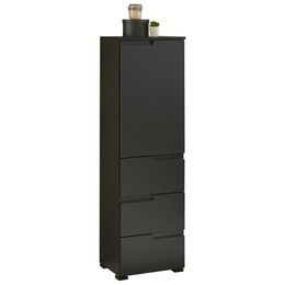 Mid.you Midischrank, Schwarz, Kunststoff, 1 F&auml;cher, 3 Schublade(n) Schubladen, 40x134x32 cm, Made in EU, stehend, Badezimmer, Badezimmerschr&auml;nke, Midischr&auml;nke