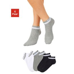 Kurzsocken Bench., Damen, Gr. 35-38, grau (wei&szlig;, schwarz, grau), Baumwolle, Elasthan, Polyamid, meliert, unifarben, elastisch, Socken, mit doppelten B&uuml;ndchen