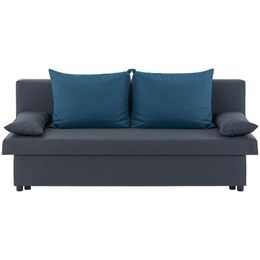 P & B Schlafsofa Neo, Blau, Dunkelgrau, Kunststoff, 2-Sitzer, F&uuml;llung: Schaumstoff, 192x82x82 cm, Liegefunktion, R&uuml;cken echt, Wohnzimmer, Sofas & Couches, Schlafsofas, Schlafsofas mit Bettkasten
