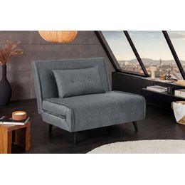 Riess Ambiente Retro Schlafsessel SMART MULTIFUNCTION 100cm grau Vogue Velours Samt Bettfunktion Riess-Ambiente