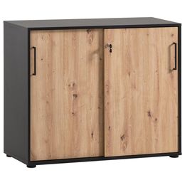 Mid.you Aktenschrank, Schwarz, Eiche Artisan, Holzwerkstoff, 2 F&auml;cher, 100.1x83.6x41 cm, Beim&ouml;bel erh&auml;ltlich, abschlie&szlig;bar, Arbeitszimmer, Aktenschr&auml;nke
