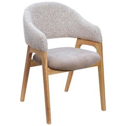 Linea Natura Armlehnstuhl, Taupe, Holz, Textil, Eiche, massiv, eckig, 56.5x82.5x59.5 cm, Stoffauswahl, Typenauswahl, inklusive Armlehnen, Esszimmer, St&uuml;hle, Esszimmerst&uuml;hle, Armlehnenst&uuml;hle
