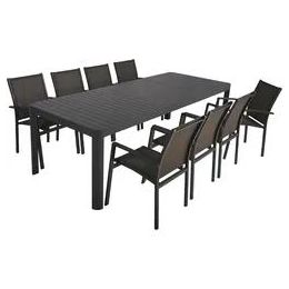 Garten-Essgruppe Garden Pleasure "AMIRA", grau (anthrazit, anthrazit, anthrazit), B:240cm H:89cm T:200cm, Aluminium, Kunststoff, Sitzm&ouml;bel-Sets, mit ausziehbarem Tisch