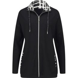 CR&Eacute;ATION L Damen Shirtjacke mit grafischem Druck, innen schwarz-ecru-bedruckt Gr&ouml;&szlig;e 46