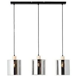 Brilliant Pendelleuchte "Weald", schwarz (schwarz, rauch, holz), 3, Leuchten, H&ouml;he 120 cm, E27, k&uuml;rzbar, Metall/Glas/Holz, schwarz/rauch/holz, Pendelleuchte