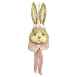 Dekofigur I.GE.A. "Tierfigur Bast-Hasenkopf Hase Osterhasen Deko Ostern Osterdeko", rosa, B:21cm H:80cm, Baumwolle, sonstige Fasern, Dekofiguren, T&uuml;rdeko Wanddeko Osterfigur Fr&uuml;hlingsdeko Dekohase Skulptur Fr&uuml;hling