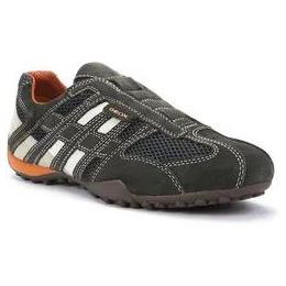 Slip-On Sneaker Geox "U SNAKE", Herren, Gr. 46, grau (dunkelgrau, beige), Textil, Veloursleder, Schuhe, Freizeitschuh, Slipper mit Geox Spezial Membran