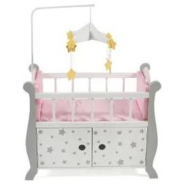 Bayer Chic 2000 Puppenbett CHIC2000 "Stars Grau", grau (stars grau), Puppenm&ouml;bel, KinderB:31cm H:78cm T:31cm, Holzwerkstoff, MDF, aus Holz mit Mobile, B:31cm H:78cm T:31cm