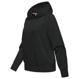 Kapuzensweatshirt Ragwear "Tonna", Damen, Gr. XL (42), schwarz, Sweatware, Material: 67% Polyester, 28% Viskose, 5% Elasthan, oversize h&uuml;ftbedeckend, hoch geschlossener Ausschnitt, Raglan&auml;rmel Rippb&uuml;ndchen, Sweatshirts, Moderner Damen Hoodie in angesagtem Oversize-Schnitt