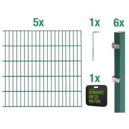 GAH Alberts Doppelstabmattenzaun ALBERTS "Grundset", gr&uuml;n, H:80cm, Stahl, Zaunelemente, H&ouml;he: 80-200 cm, Gesamtl&auml;nge: 4-30 m, zum Einbetonieren
