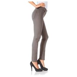 R&ouml;hrenhose Heine, Damen, Gr. 44, Normalgr&ouml;&szlig;en, grau (taupe), 48% Baumwolle, 45% Polyester, 7% Elasthan, Miedereinsatz:15% Elasthan, 85% Polyamid, unifarben, lang, Hosen