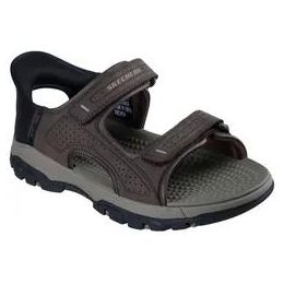 Outdoorsandale Skechers "TRESMEN-REECE", Herren, Gr. 46, braun (dunkelbraun), Lederimitat, Schuhe Outdoorsandale, Trekking Sandale, Outdoorschuh mit Heel Pillow Funktion
