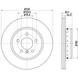 Hella Bremsscheibe 8dd355120661 innenbel&uuml;ftet 330mm 24mm f&uuml;r BMW (BRILLIANCE)