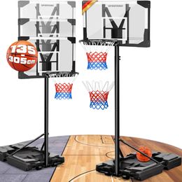 Sportana Basketballkorb Outdoor h&ouml;henverstellbar 135 &ndash;305 cm stabil wetterfest mit St&auml;nder 60 kg Sockel Rollen