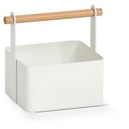 Organizer zeller PRESENT, wei&szlig;, B:13cm H:16cm T:14,3cm, Metall, Aufbewahrungsboxen, Aufbewahrungskorb aus Metall/Holz, im Scandi Design