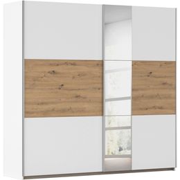 Schwebet&uuml;renschrank Rauch "Kleiderschrank Schrank Garderobe ASTANA", wei&szlig; (alpinwei&szlig;, eiche artisan), B:218cm H:210cm T:59cm, Holzwerkstoff, Schr&auml;nke, Schwebet&uuml;renschrank, mit 3 Spiegelelementen, Metallgriffleisten alufarbig MADE IN GERMANY