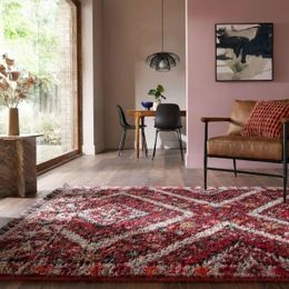 Teppich FLAIR RUGS "EMIL SHAGGY", rot, B:200cm H:30mm L:300cm, Oberfl&auml;che: 100% Polyester. R&uuml;ckseite: 45% Baumwolle, 29% Synthetik, 26% Polyester, Teppiche, Teppich
