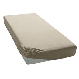 Spannbettlaken OTTO HOME "PHYSALIS in BASIC und PREMIUM Qualit&auml;t, 100% Baumwolle", beige, B:160cm L:200cm, Jersey (110 g/m&sup2;), Obermaterial: 100% Baumwolle, Bettlaken, Spannbettlaken, f&uuml;r Matratzen bis 18 cm H&ouml;he, Bettlaken, Spannbetttuch, pflegeleicht