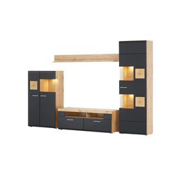 Wohnwand Cortina - schwarz - 325 cm - 205 cm - cm 47,0 - Sconto