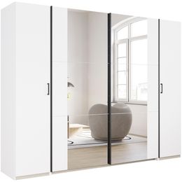 Schwebet&uuml;renschrank Rauch "Kleiderschrank Dreht&uuml;renschrank Schrank Garderobe KRONACH", wei&szlig; (alpinwei&szlig;, griffleisten grau, mit 2 spiegel), B:268cm H:210cm T:59cm, Holzwerkstoff, Schr&auml;nke, Schwebet&uuml;renschrank, Kombischrank optional mit 1 oder 2 Spiegel viele B&ouml;den MADE IN GERMANY