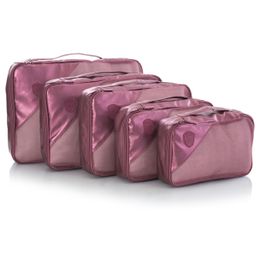 Kofferorganizer Heys "Metallic Packing Cube", Gr. B/H/T: 48cm x 37cm x 8cm, rot (burgundy), Polyurethan (PU), metallic, unifarben, Taschen, Heys Gep&auml;ckw&uuml;rfel Packw&uuml;rfel Kleidertasche